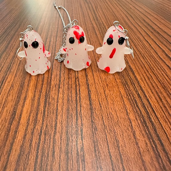 Jewelry | Glow In The Dark Ghost With Blood Splatter Set | Poshmark